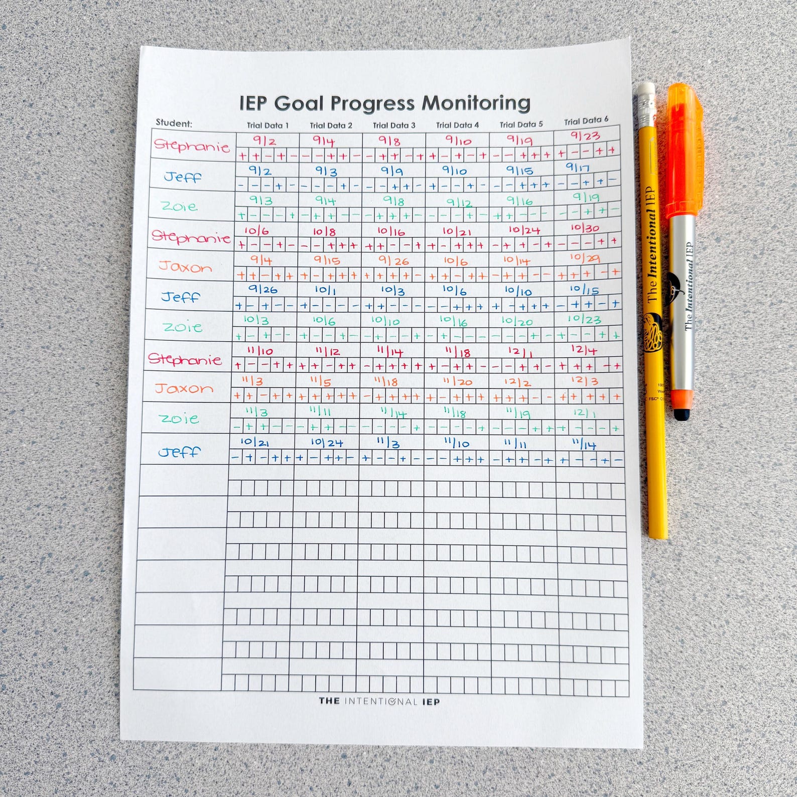 Iep Goal Progress Monitoring Data Notepad | 50 Sheets - Etsy