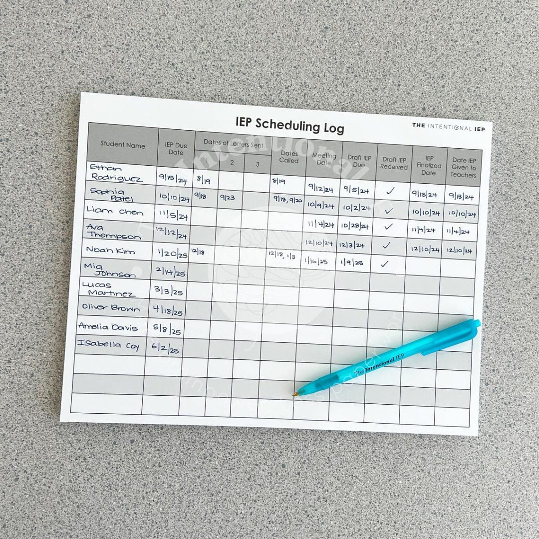 IEP Scheduling Log Notepad for Caseload Managers | 50 Sheets - Etsy