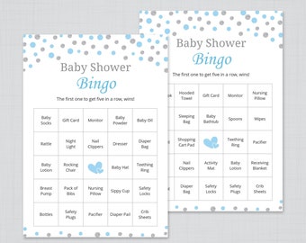 60 Prefilled Baby Bingo Cards Blue Baby Shower Games Boy | Etsy