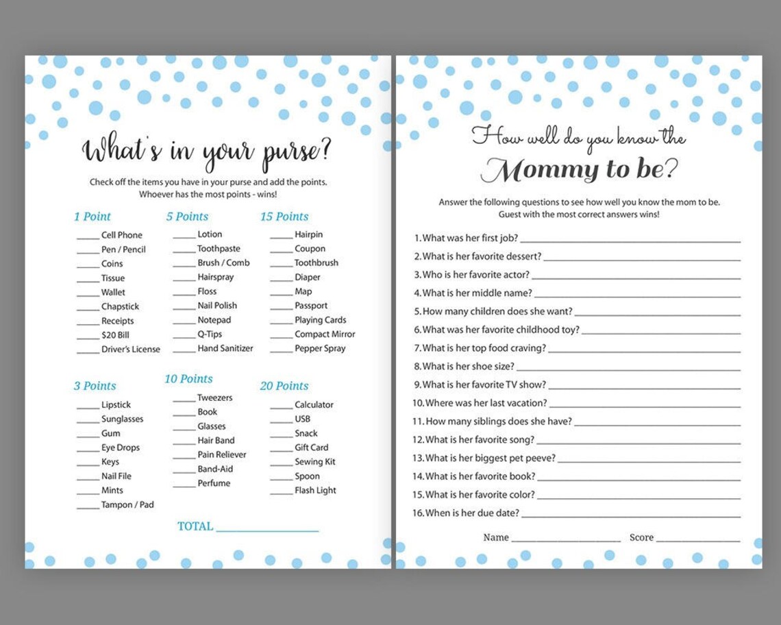 Blue Baby Shower Games Bundle 8 in 1 Printable Baby Shower - Etsy