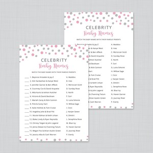 Pink Silver Baby Shower Games, Celebrity Baby Name Game, Girl Baby ...