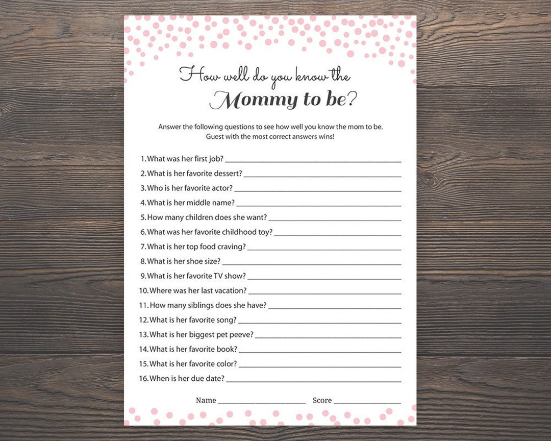 Blush Pink Baby Shower Games Who Knows Mommy Best Baby Girl - Etsy