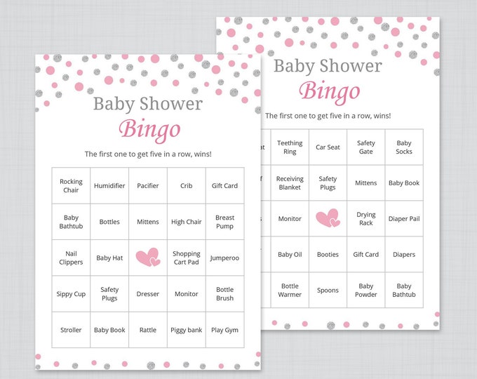 30 Baby Bingo Cards Printable Game, Baby Girl Shower Bingo Game Boards ...