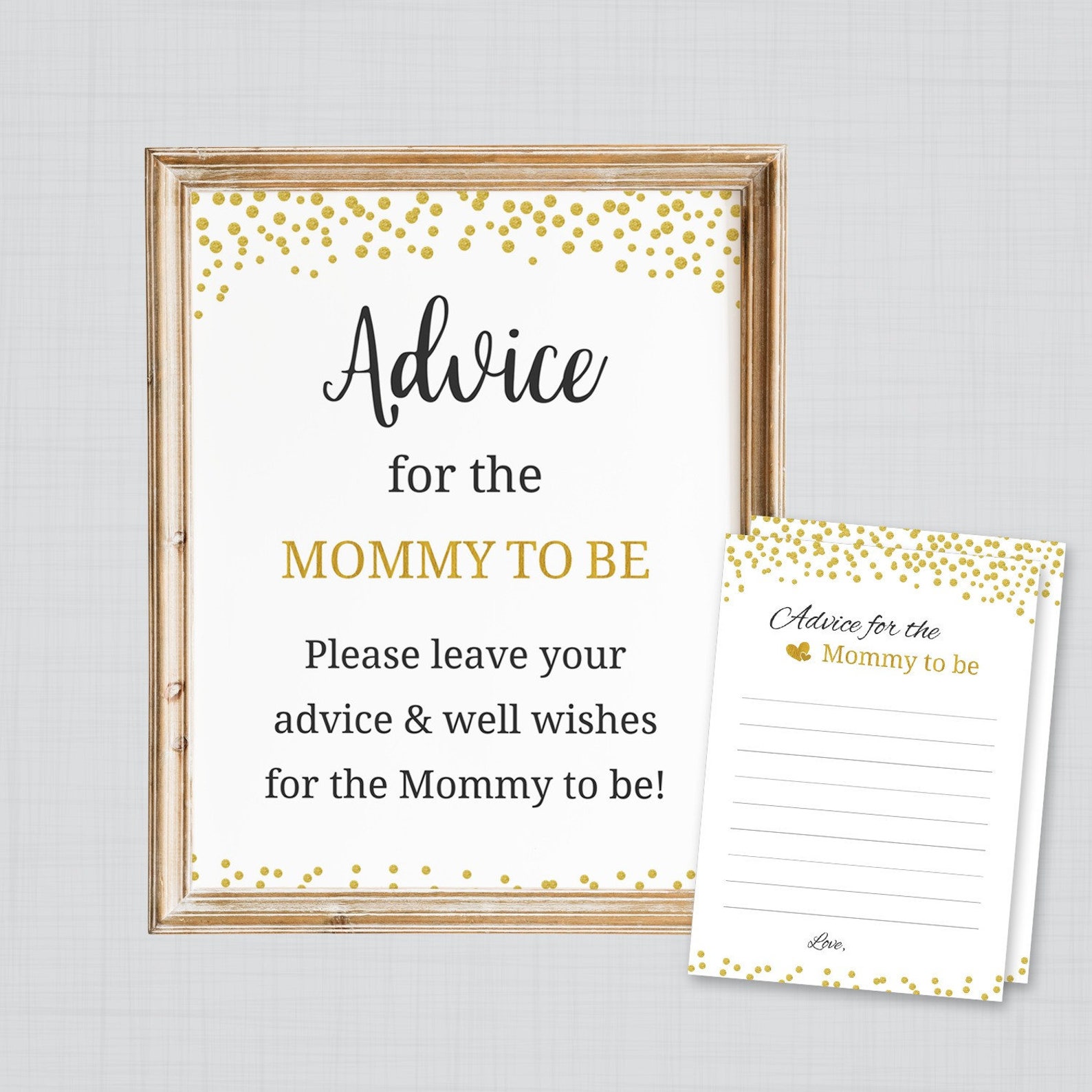 Advice for the Mom to Be Printable Baby Shower Gold Advice | Etsy