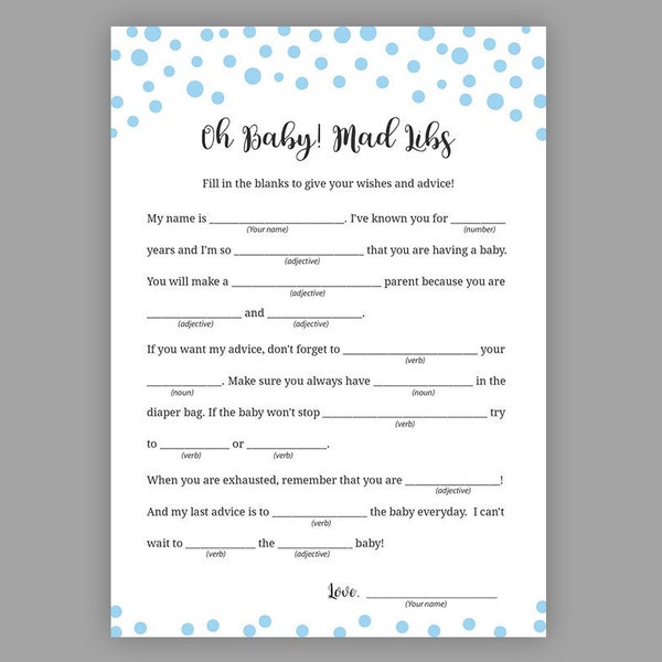 Baby Mad Libs - Etsy