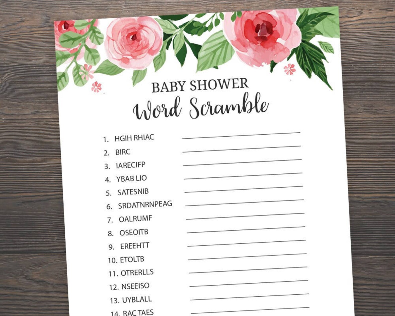 Baby Word Scramble Baby Shower Games Printable Baby Shower - Etsy