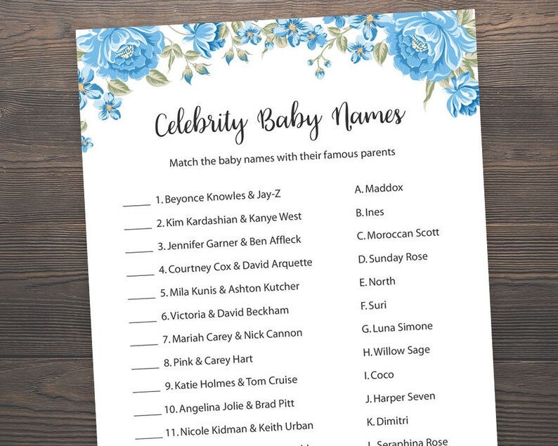 Baby Boy Shower Games Celebrity Baby Name Game Baby Shower - Etsy