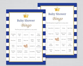 60 Prefilled Baby Bingo Cards Blue Baby Shower Games Boy | Etsy