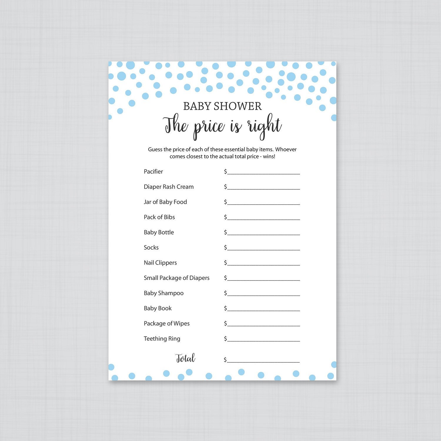 Guess The Price, Fun Baby Shower Game, Printable Baby Game ... Guess The Price, Fun Baby Shower Game, Printable Baby Game ...