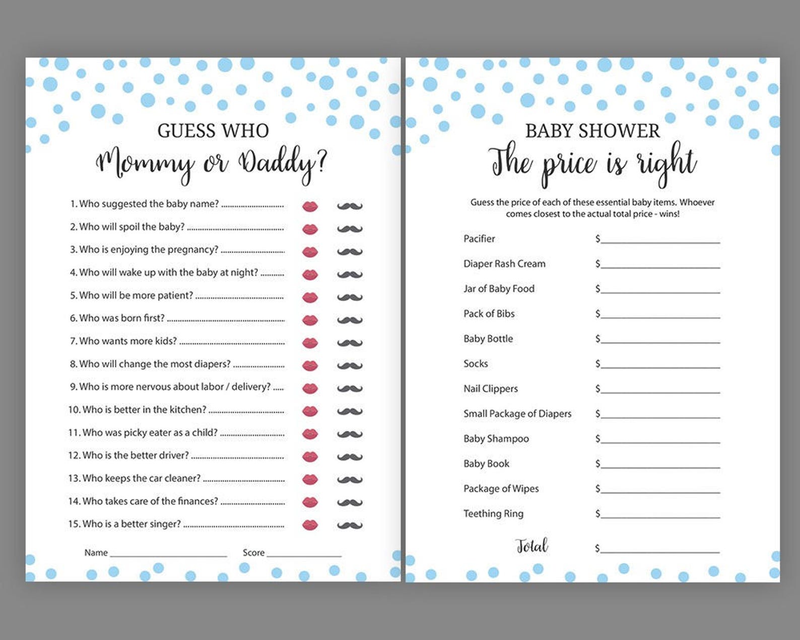 Blue Baby Shower Games Bundle 8 in 1 Printable Baby Shower - Etsy