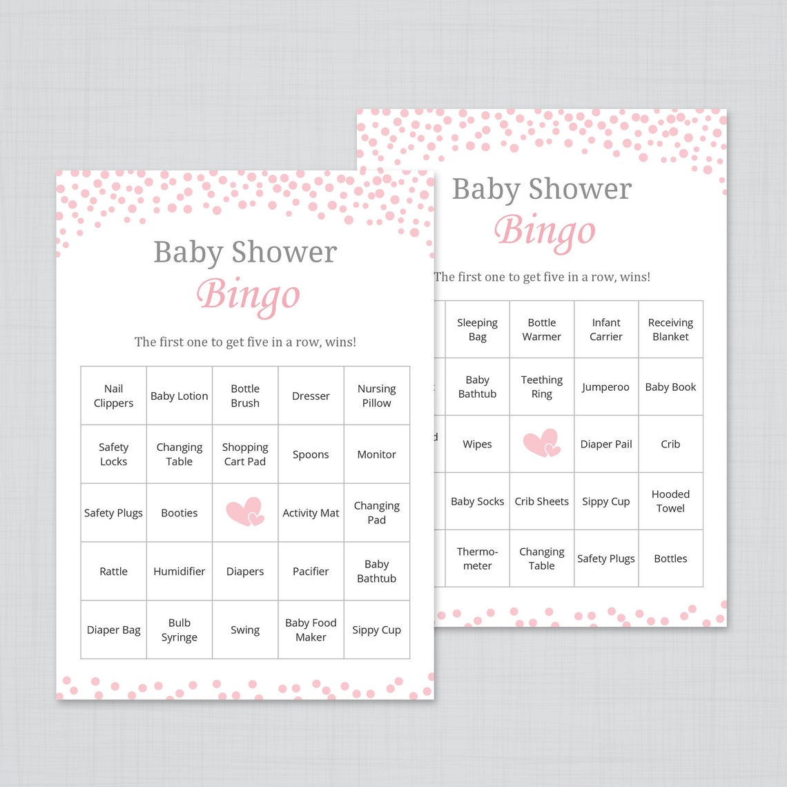 60 Prefilled Baby Bingo Cards Blush Pink Baby Shower Girl - Etsy