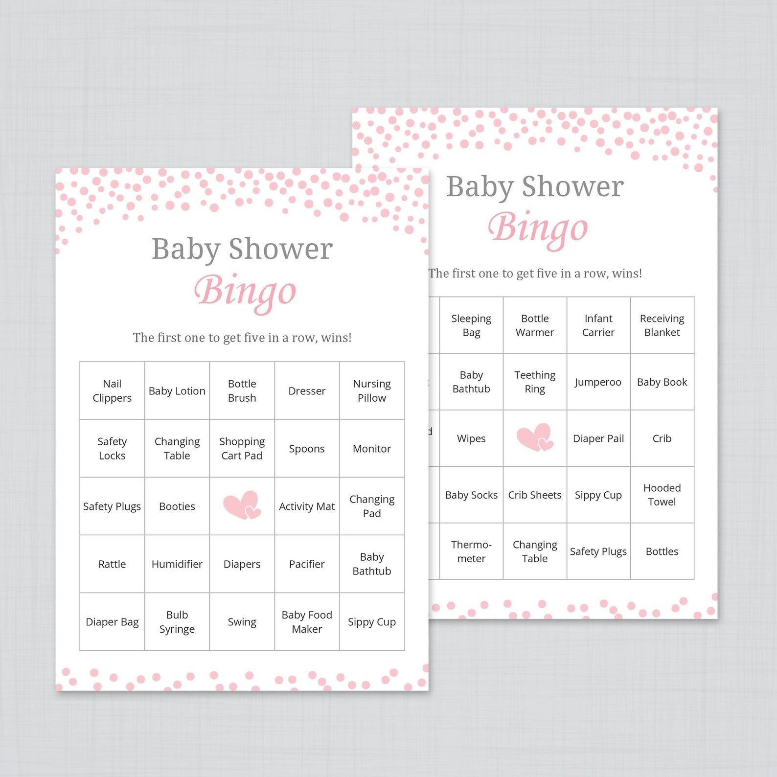 60 Prefilled Baby Bingo Cards Blush Pink Baby Shower Girl - Etsy