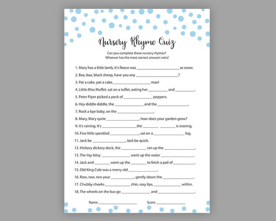 Printable Nursery Rhyme Baby Shower Nursery Rhyme Birthday Party Baby