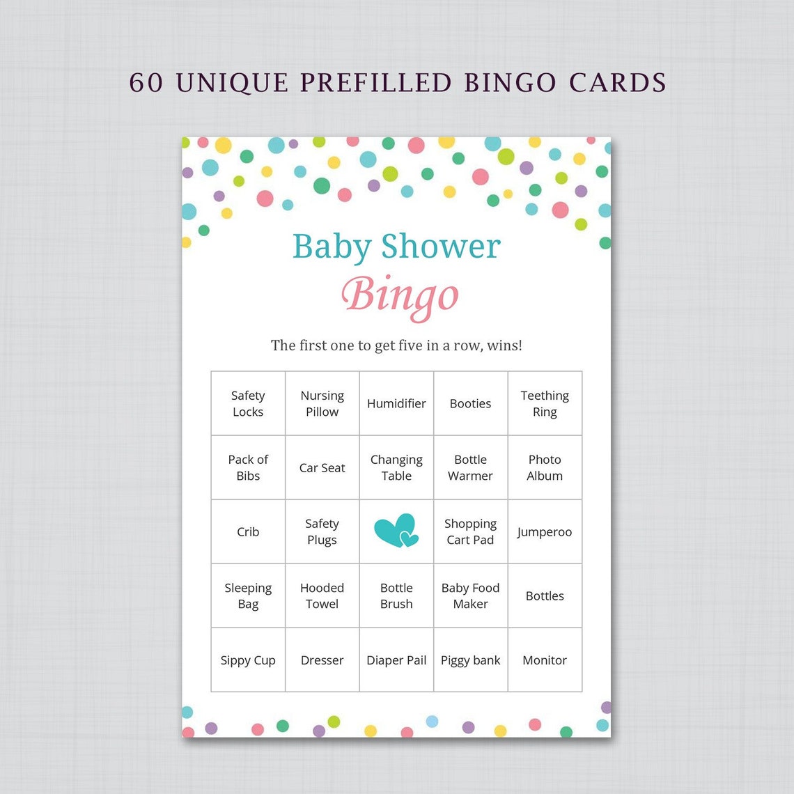 60 Prefilled Baby Bingo Cards Rainbow Baby Shower Games - Etsy