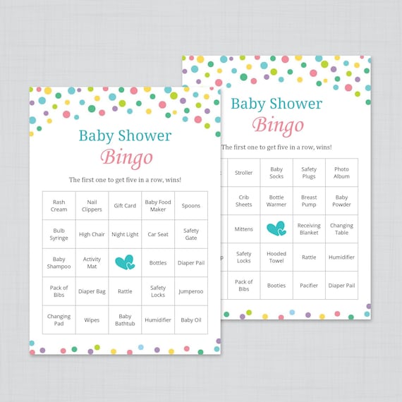 60 Prefilled Baby Bingo Cards Rainbow Baby Shower Games | Etsy