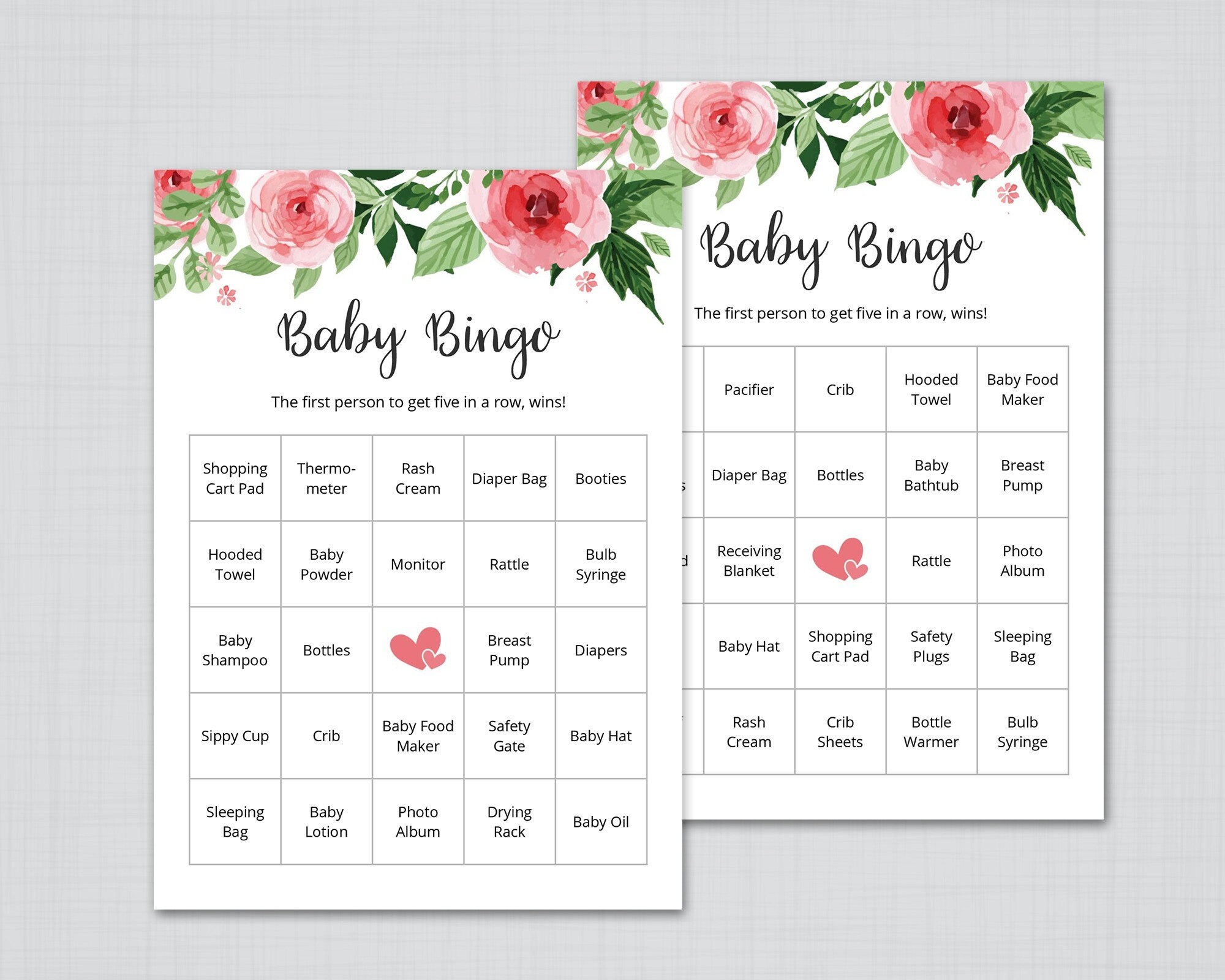 60 Prefilled Baby Bingo Cards Baby Shower Games Printable - Etsy