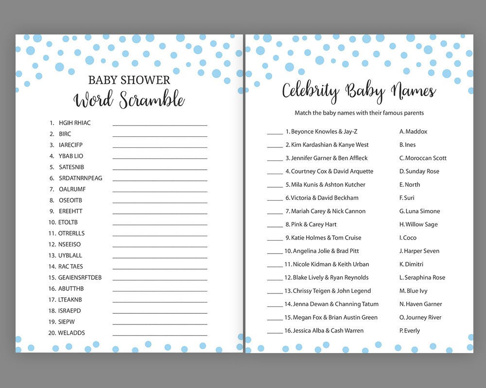 Blue Baby Shower Games Bundle 8 in 1 Printable Baby Shower | Etsy