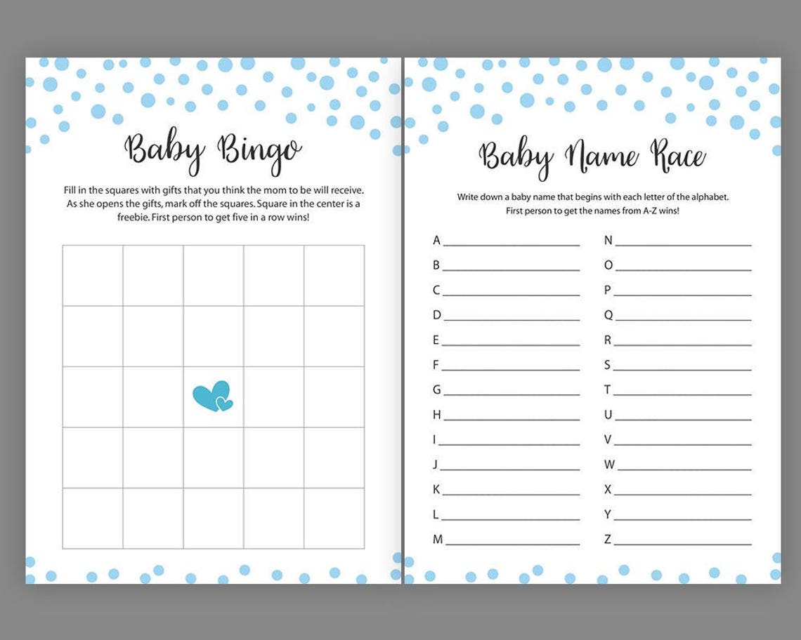 Blue Baby Shower Games Bundle 8 in 1 Printable Baby Shower - Etsy