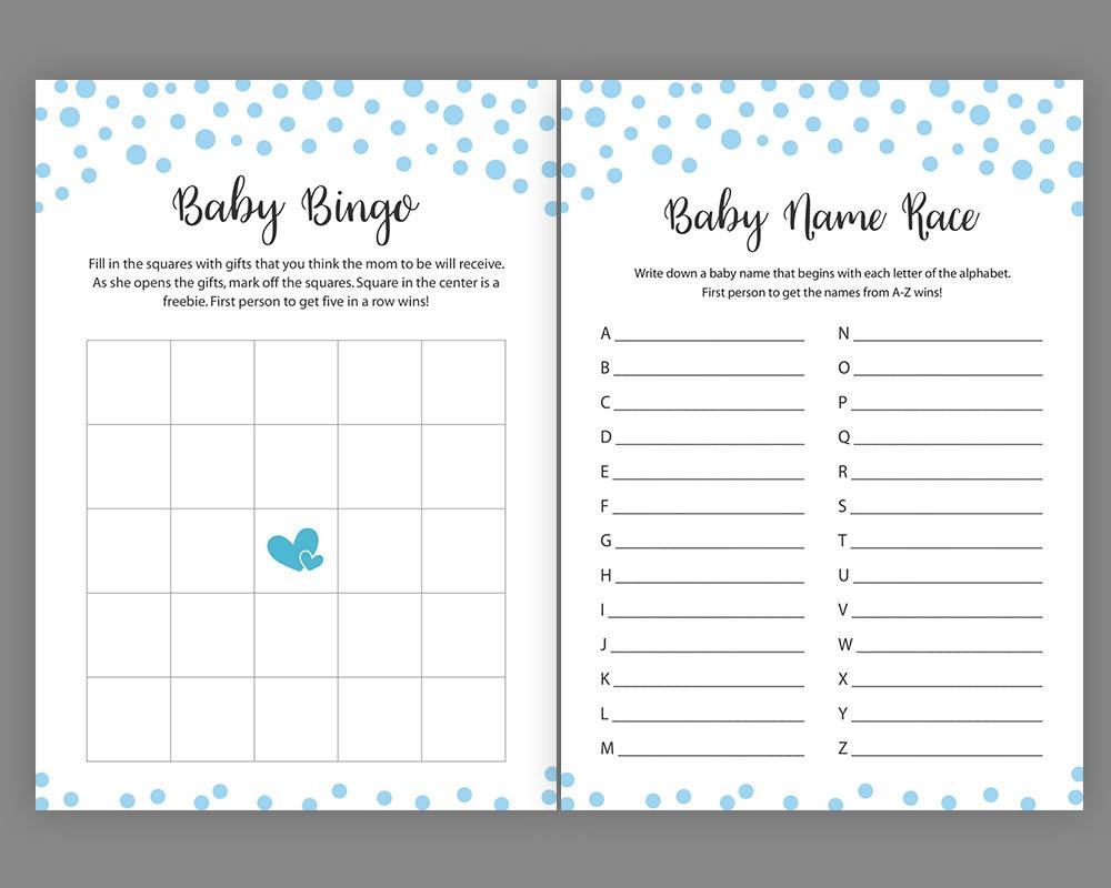 Blue Baby Shower Games Bundle 8 in 1 Printable Baby Shower | Etsy