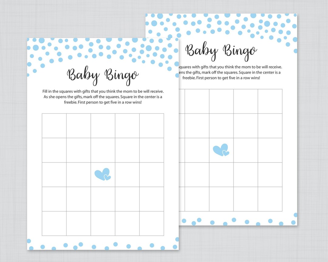 Blue Baby Shower Games, Baby Bingo Cards, Printable Baby Bingo, Bingo ...