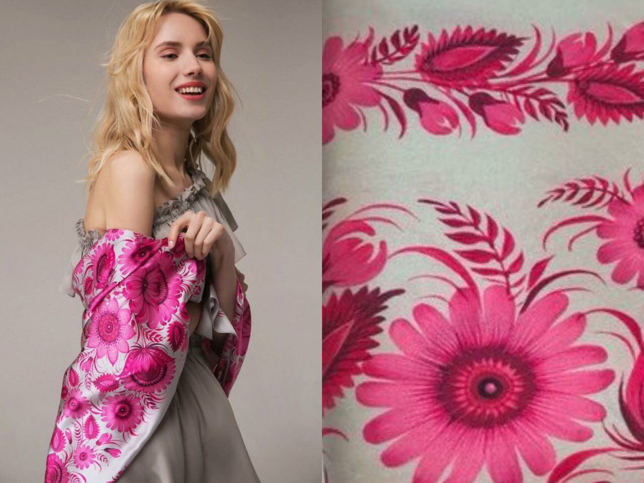 Pink Silk Scarf With Flower Pattern Floral Summer Fashion - Etsy