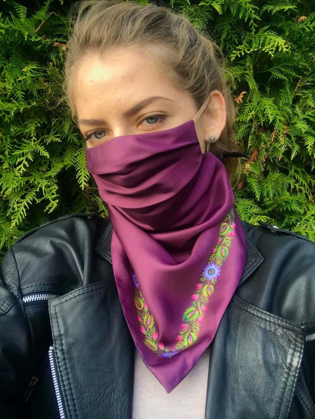 Silk Mask With Unique Flower Print, Silk Face Covering, Reusable Face ...