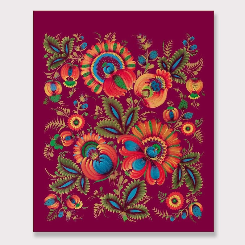 Ukrainian Art Print Poster Set Petrykivka Vintage Wall - Etsy