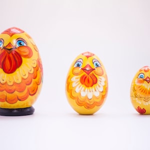 Nesting Doll Chicken, Wooden Chick Stacking Toys, Hand Painted Nesting ...