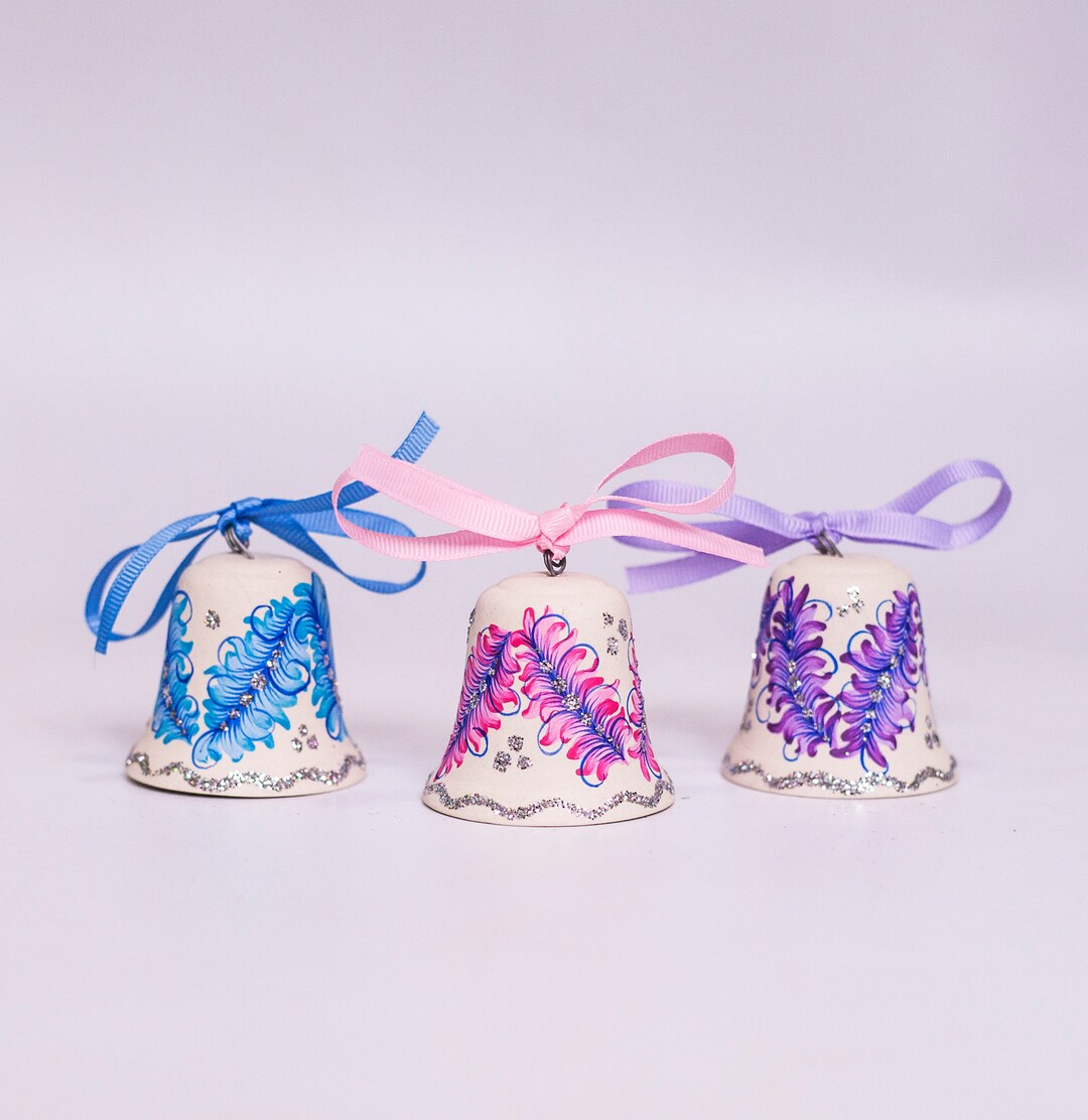 3 Ceramic Christmas Bells Ceramic Bell, Bells With Petrykivka Art ...