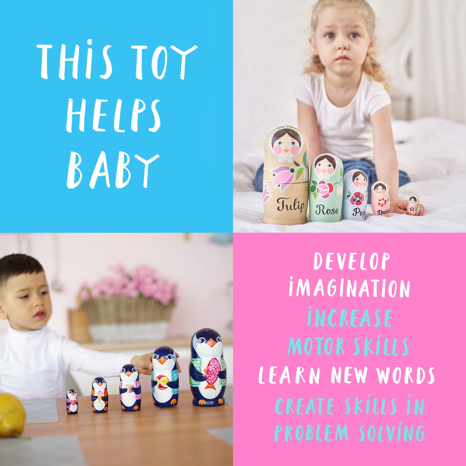 Matryoshka Doll With Face Mask Nesting Dolls for Kids Set of - Etsy