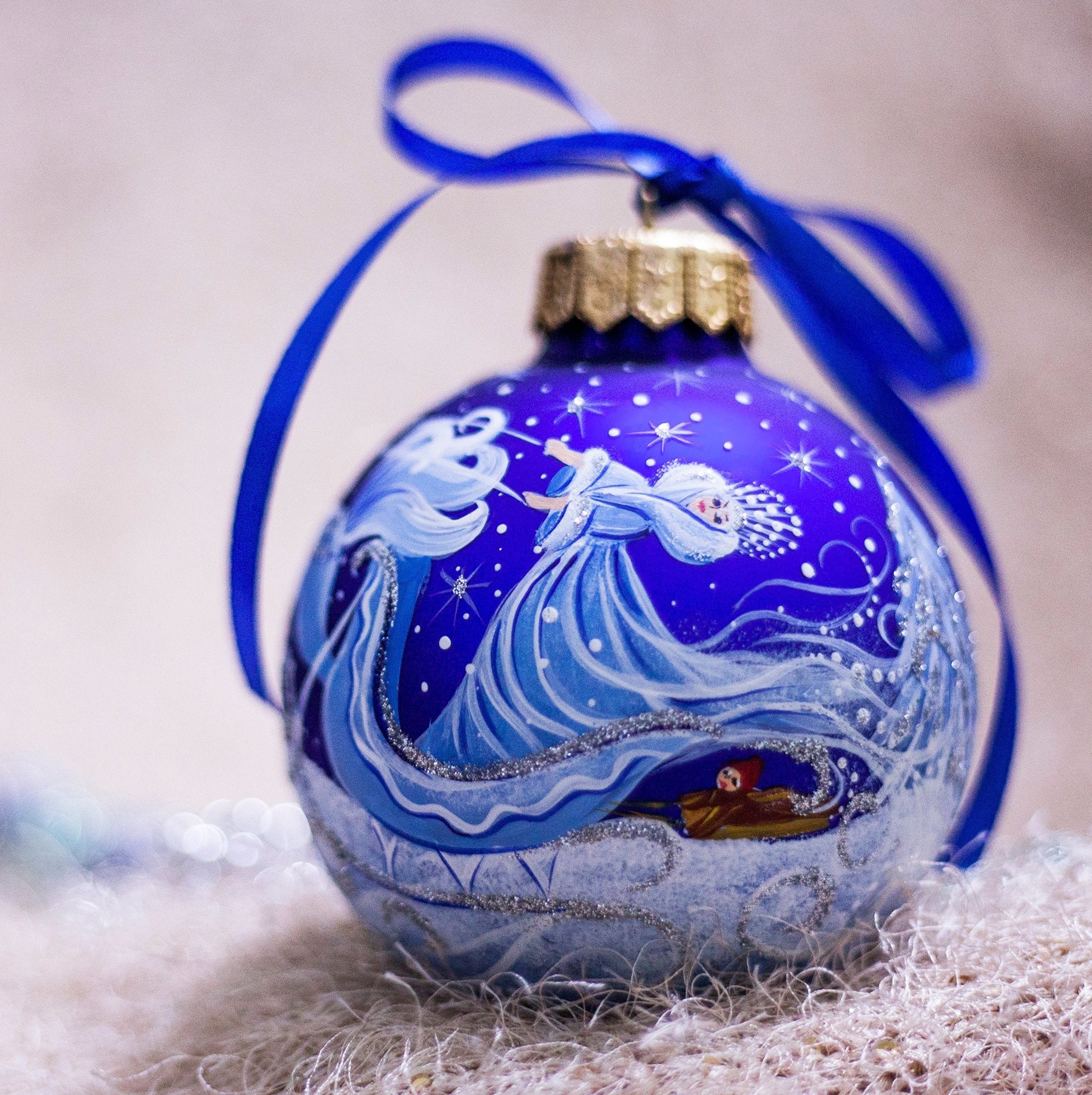 The Snow Queen Christmas Ornament Hand Painted Custom Glass - Etsy