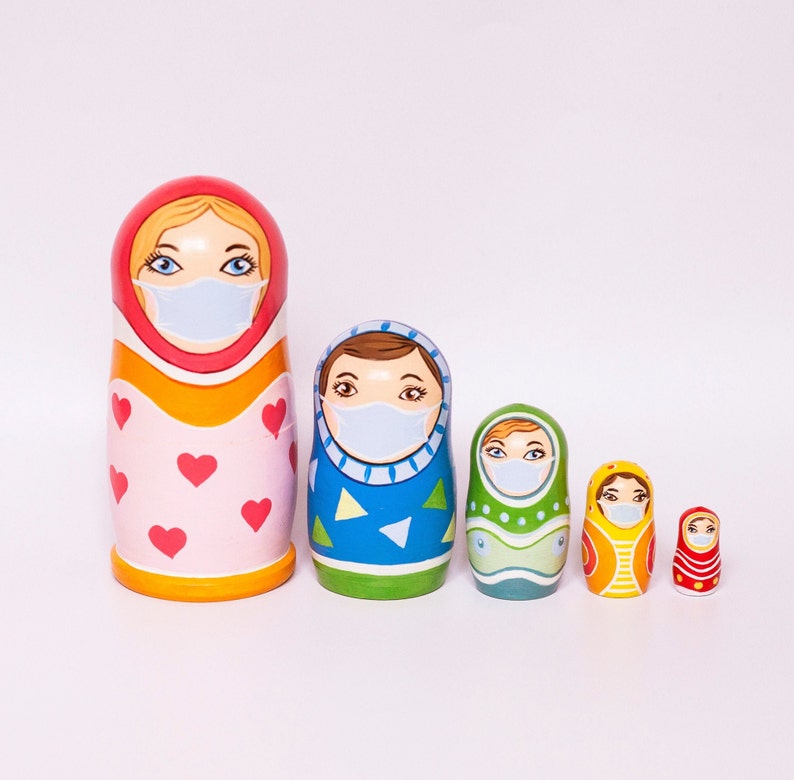 Matryoshka doll with face mask Nesting dolls for kids Russian | Etsy