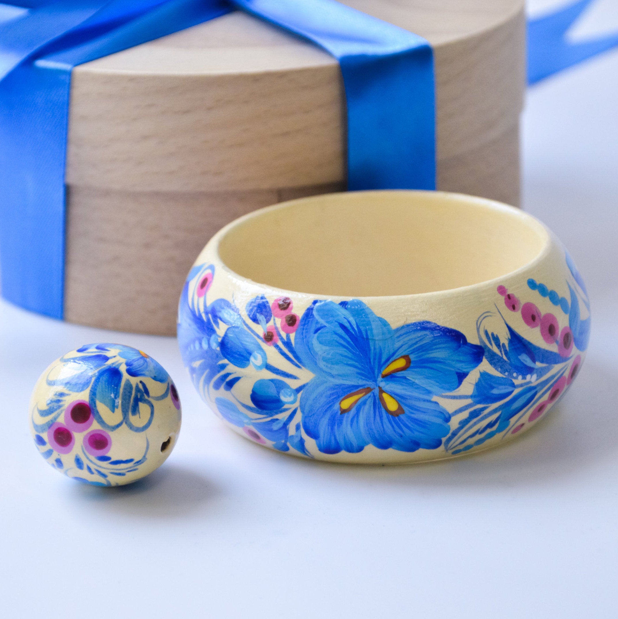 Handmade Pine Wood Bangle Ladies Hand Painted Bangle - Etsy