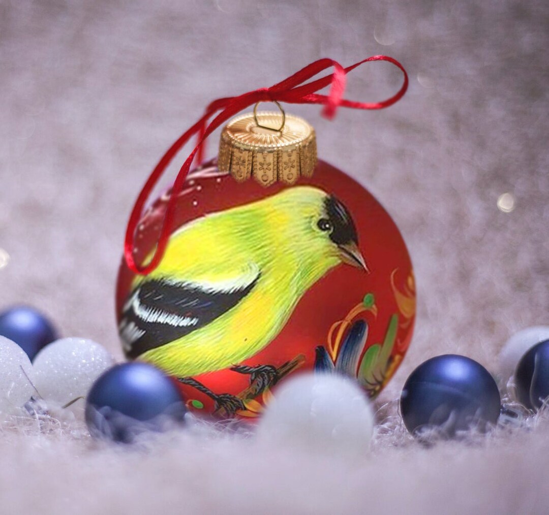 Canary Ornament for Christmas Personalise Large Glass Christmas Tree ...