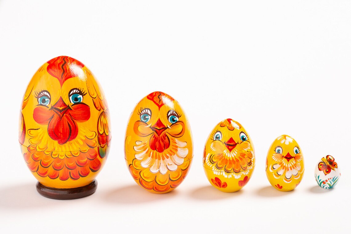 Nesting Doll Chicken Wooden Chick Stacking Toys Hand Painted | Etsy