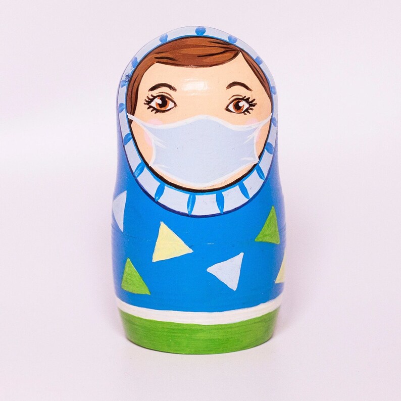 Matryoshka Doll With Face Mask Nesting Dolls for Kids Set of - Etsy