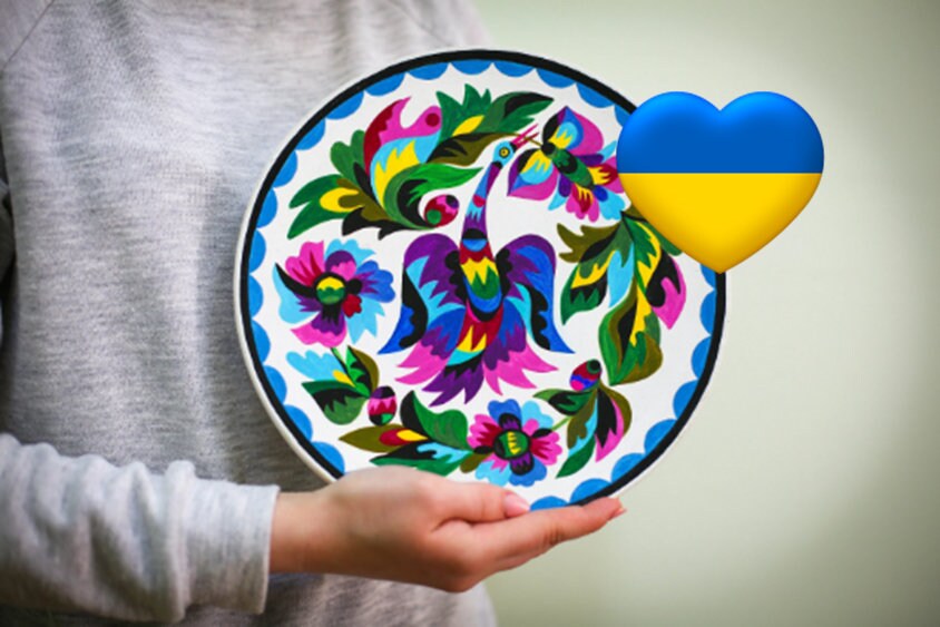 Samchykivka Ukrainian Plates Pink and Blue Hand Painted Wall - Etsy
