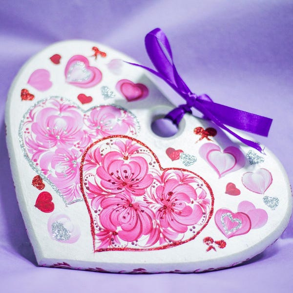 Painted Wooden Heart - Etsy