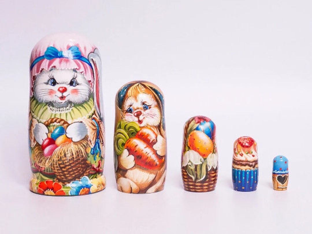 Easter Bunny Nesting Doll 5 Piece 6.3 Inches Nesting Dolls Easter Gift ...