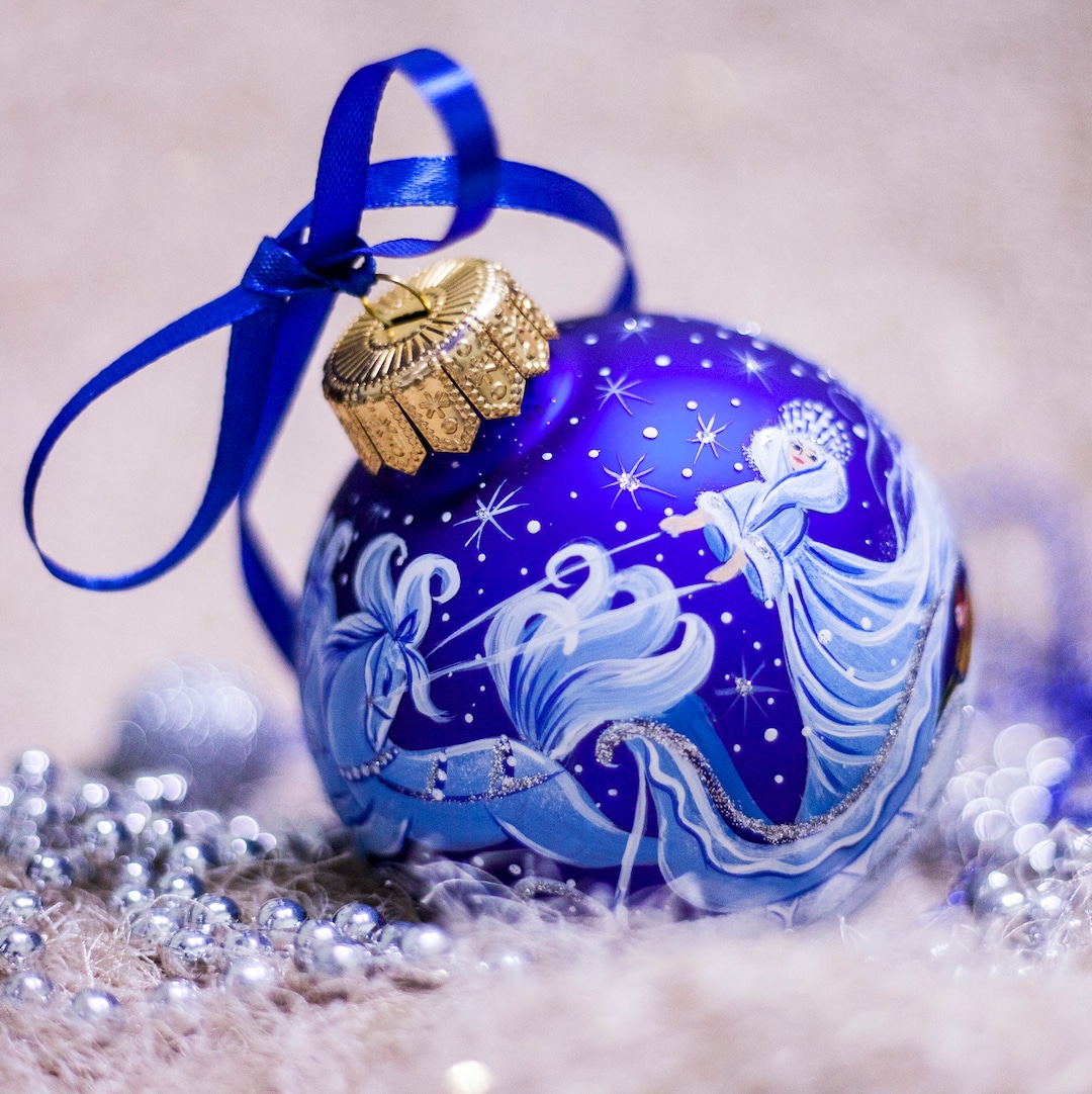 The Snow Queen Christmas Ornament Hand Painted, Custom Glass Holiday ...