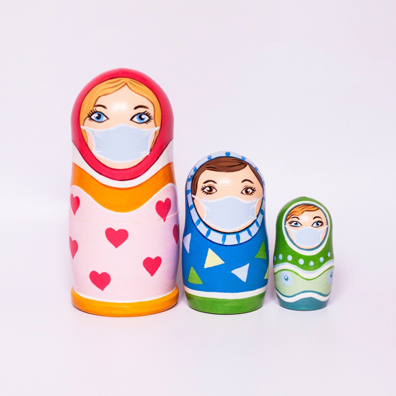 Matryoshka Doll With Face Mask Nesting Dolls for Kids Set of - Etsy