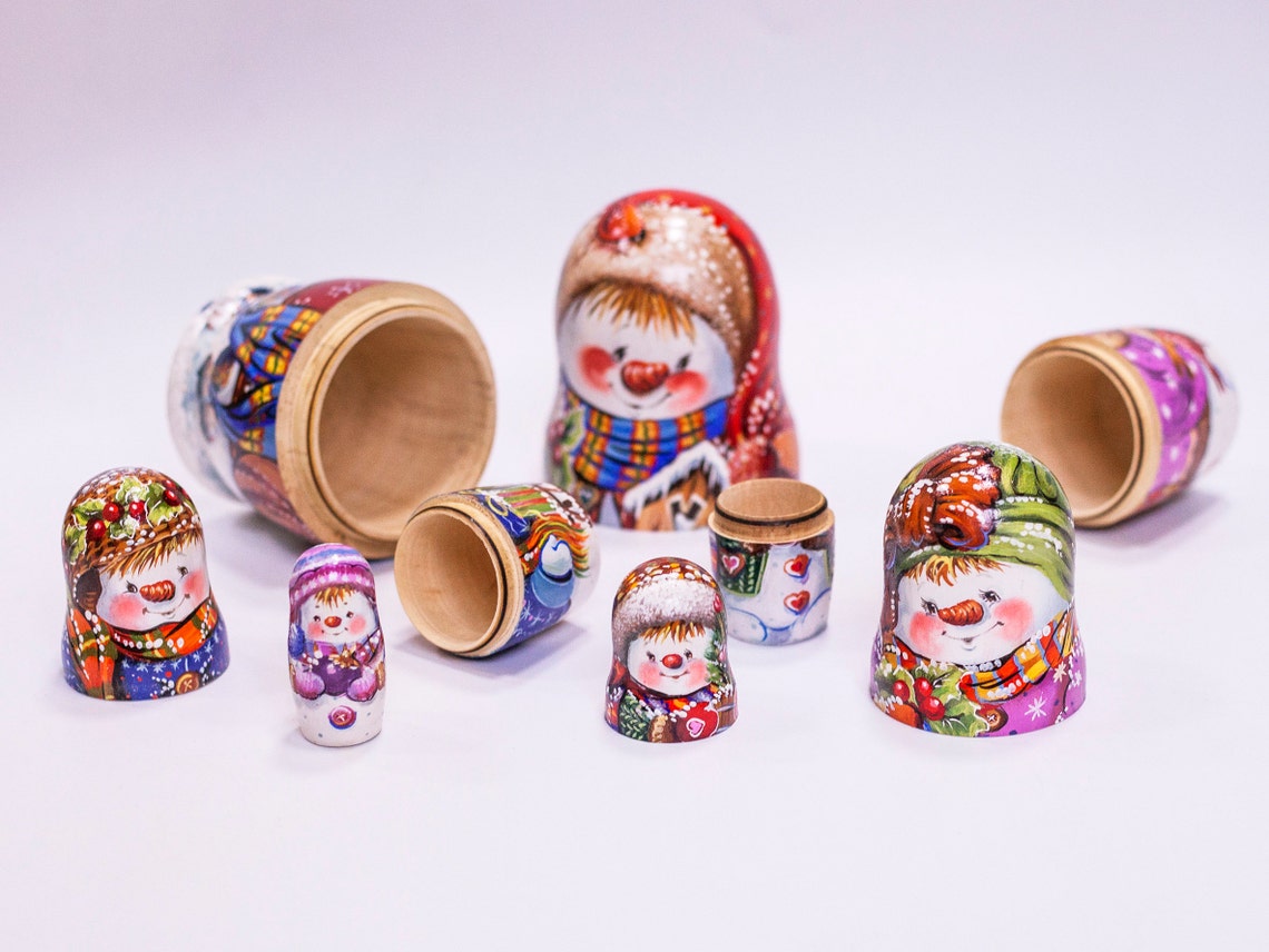 Wooden Snowman Nesting Dolls Winter Wood Decor Snowman Decor - Etsy