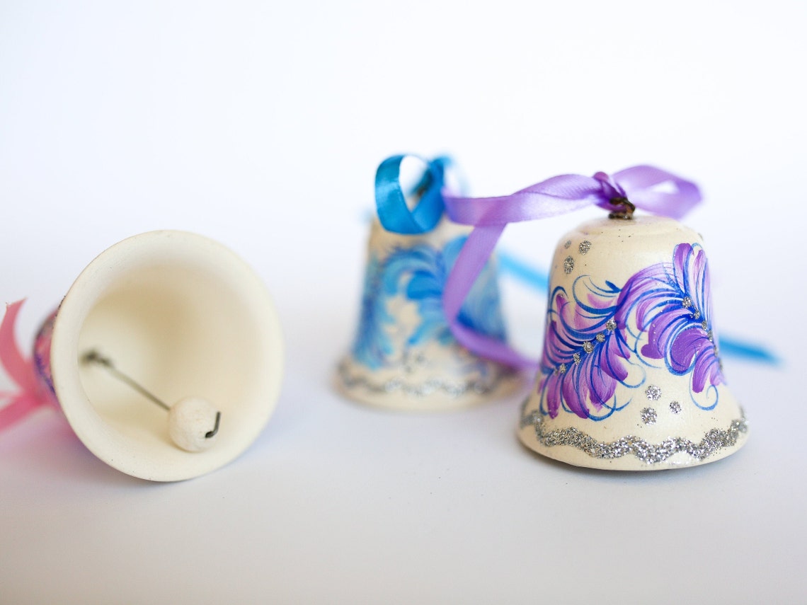 3 Ceramic Christmas Bells Ceramic Bell Bells with | Etsy