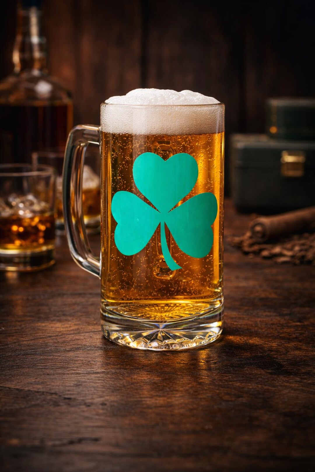 St Patrick’s Day Beer Mug With Shamrock | Leprechaun Party Glass ...