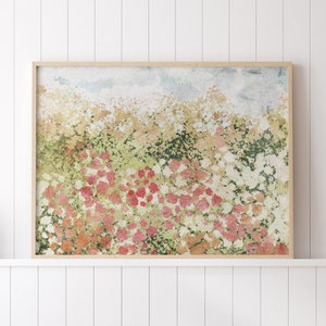 Floral Spring Printable Wall Art, Wildflower Landscape Print, Abstract ...