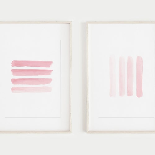 SET of 4 Abstract Blush Pink Prints. Brush Strokes Watercolor | Etsy