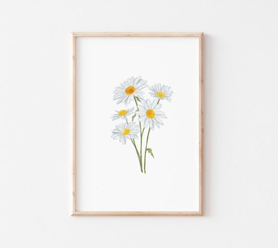 Daisy Print Daisy Printable Wall Art Daisy Wall Art Flower | Etsy