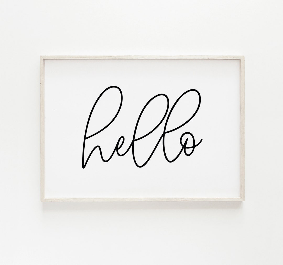 Modern Hello Print, Printable Art, Minimalist Typography Print, Entry ...