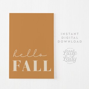 Orange Hello Fall Printable Wall Art, Fall Print, Modern Autumn Decor ...