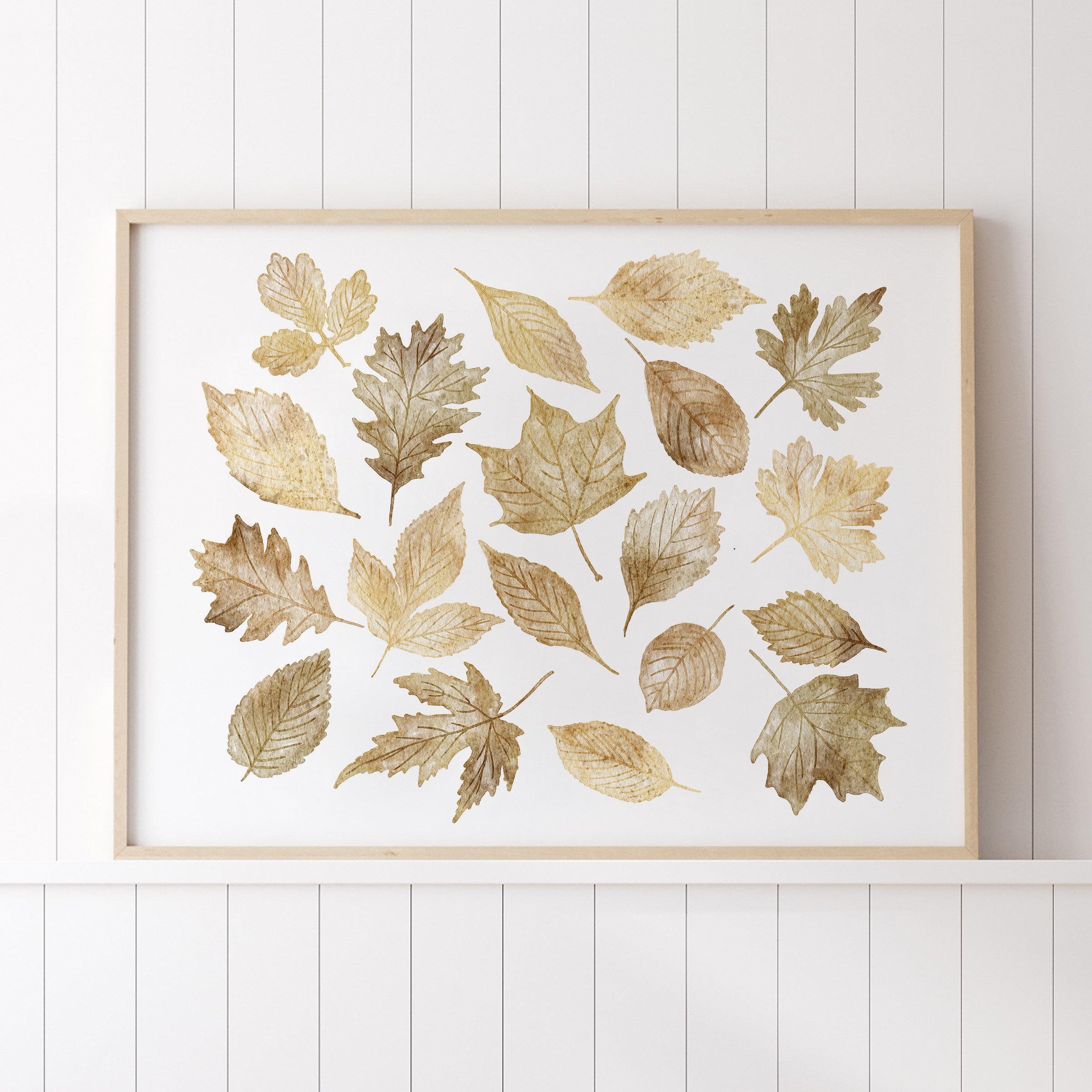 Neutral Fall Print, Printable Wall Art, Watercolour Fall Leaves Print ...